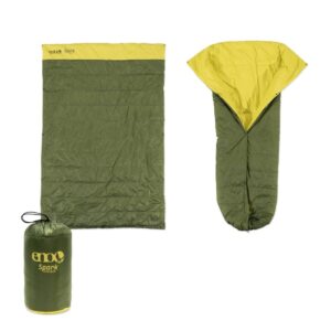 eno, eagles nest outfitters spark camp quilt hammock blanket and sleeping bag, evergreen