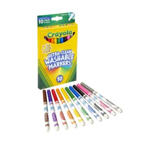 Crayola Ultra Clean Washable Markers - 12 Pack (10ct), Bulk Washable Markers for Classrooms, Fine Line Markers for Kids, Nontoxic