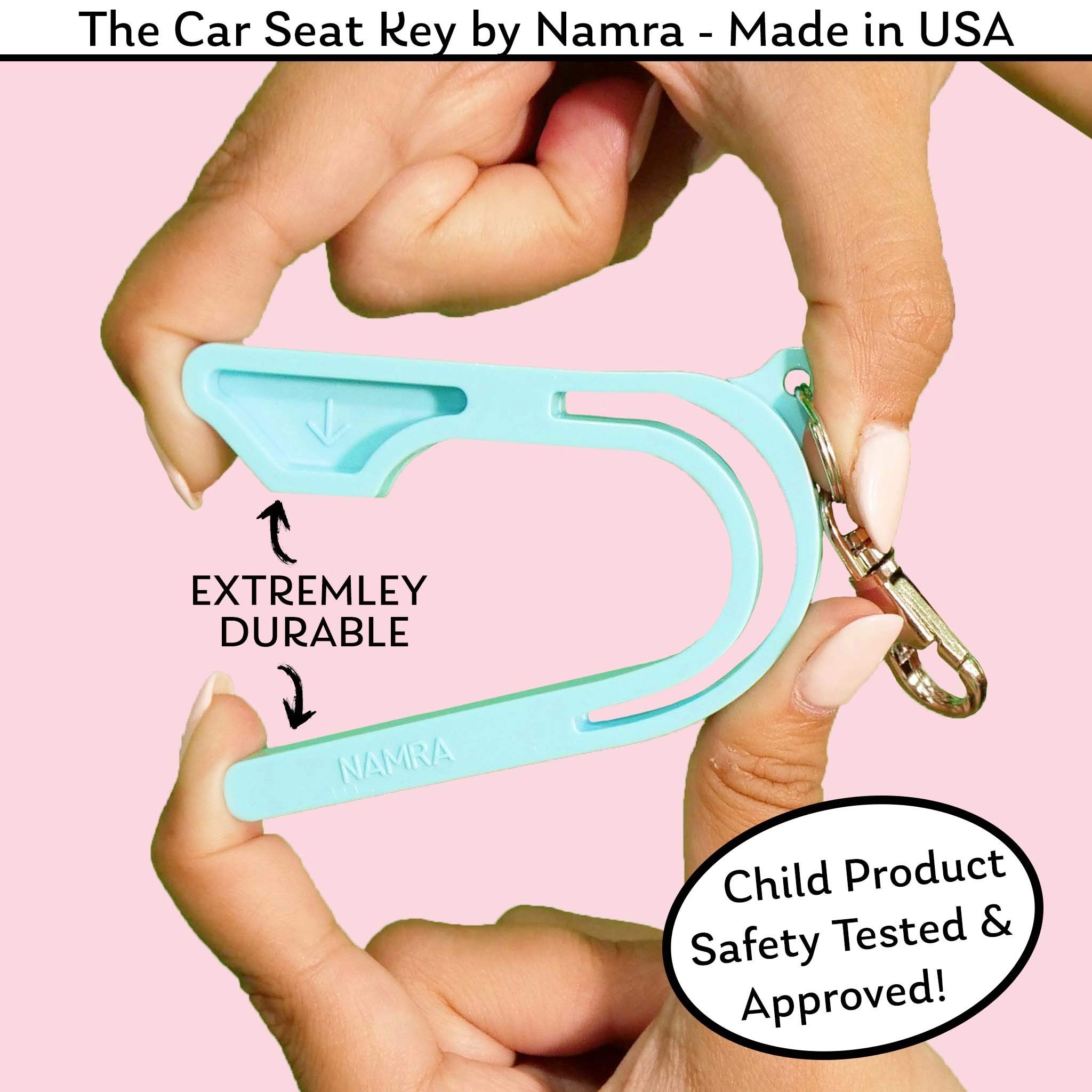 The Car Seat Key - Original Car Seat Key Chain Buckle Release Tool - Easy Unbuckle Opener Aid for Nails, Parents, Grandparents & Older Children by NAMRA Made in USA (1 Pack, Leopard)