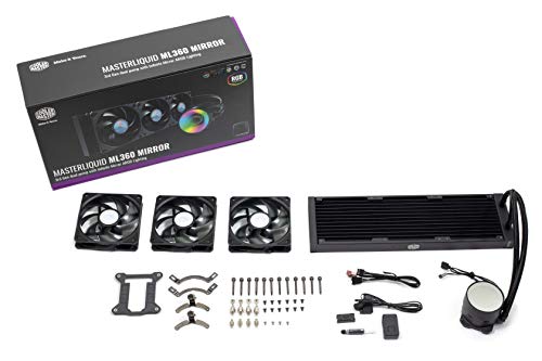 Cooler Master MasterLiquid ML360 Mirror ARGB Close-Loop AIO CPU Liquid Cooler, Mirror ARGB Pump, 360 Radiator, Triple SickleFlow 120mm, 3rd Gen Dual Chamber Pump for AMD Ryzen/Intel LGA1200/1151