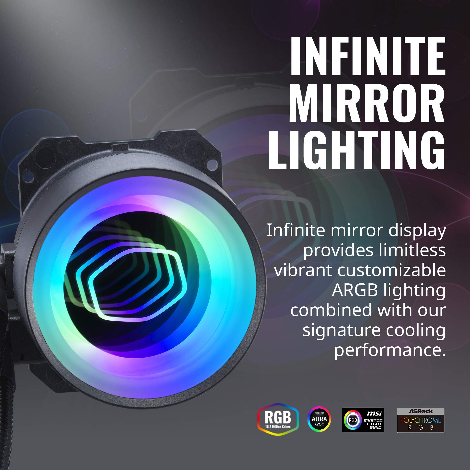 Cooler Master MasterLiquid ML360 Mirror ARGB Close-Loop AIO CPU Liquid Cooler, Mirror ARGB Pump, 360 Radiator, Triple SickleFlow 120mm, 3rd Gen Dual Chamber Pump for AMD Ryzen/Intel LGA1200/1151