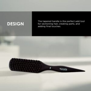 Spornette Big Wonder Teasing Brush, Boar & Tourmaline Nylon Bristles - Tapered Handle for Back Brushing & Combing, Creating Volume, Teasing, & Slicking Hair for Updos (Black)