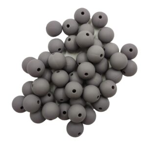 50pcs light gray color silicone round beads sensory 15mm silicone pearl bead bulk mom necklace diy jewelry making decoration