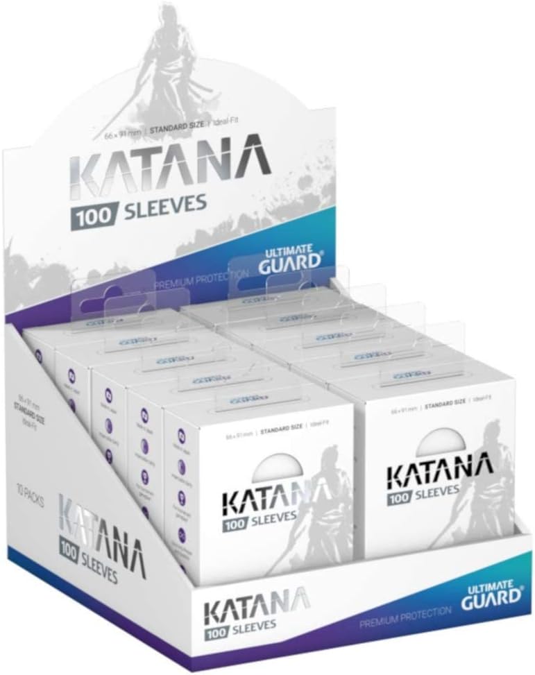 Ultimate Guard Katana Sleeves White Standard Size Cards Display Box [10 Packs]