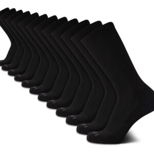 AND1 Men's Athletic Arch Compression Cushion Comfort Crew Socks (12 Pack), Size 6-12.5, Black