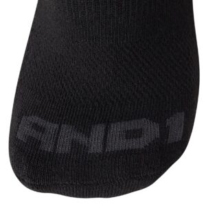 AND1 Men's Athletic Arch Compression Cushion Comfort Crew Socks (12 Pack), Size 6-12.5, Black