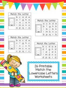 26 printable match the lowercase letters worksheets