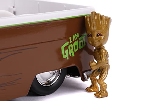 Marvel Guardians of The Galaxy 1:24 Volkswagen Bus Die-Cast Car & 2.75" Groot Figure, Toys for Kids and Adults