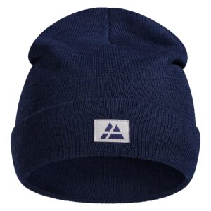 DANISH ENDURANCE Sustainable Classic Beanie for Men & Women, Plain Kitted Hat, Blue, One Size