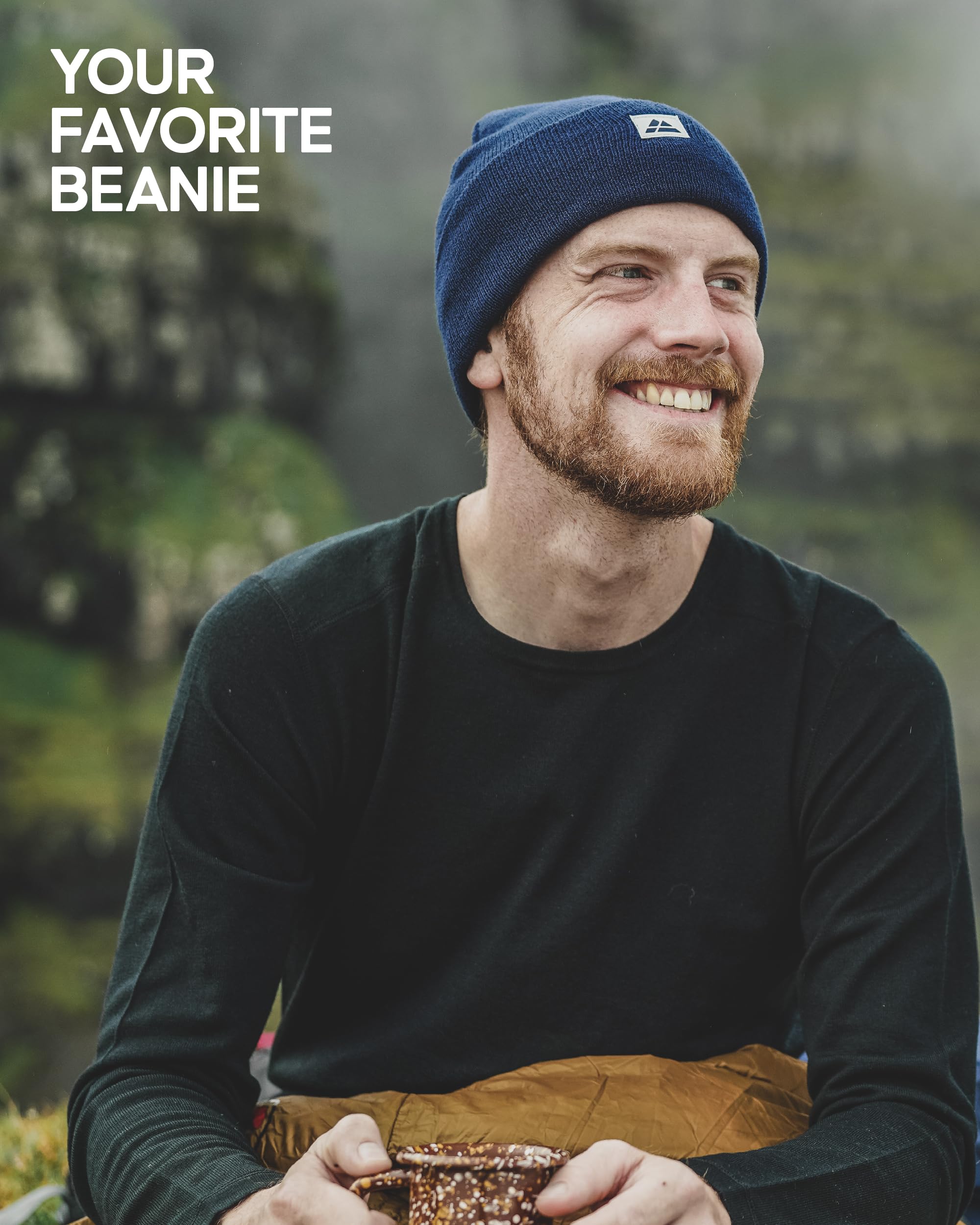 DANISH ENDURANCE Sustainable Classic Beanie for Men & Women, Plain Kitted Hat, Blue, One Size