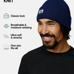 DANISH ENDURANCE Sustainable Classic Beanie for Men & Women, Plain Kitted Hat, Blue, One Size