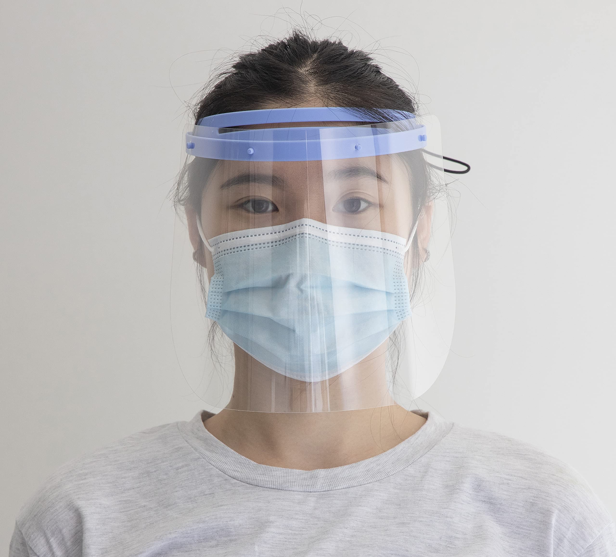 Optiazure Safety Face Shield, 1 Frame with 10 Removable Transparent Shield, Anti-fog, Splash and Dust Resistant