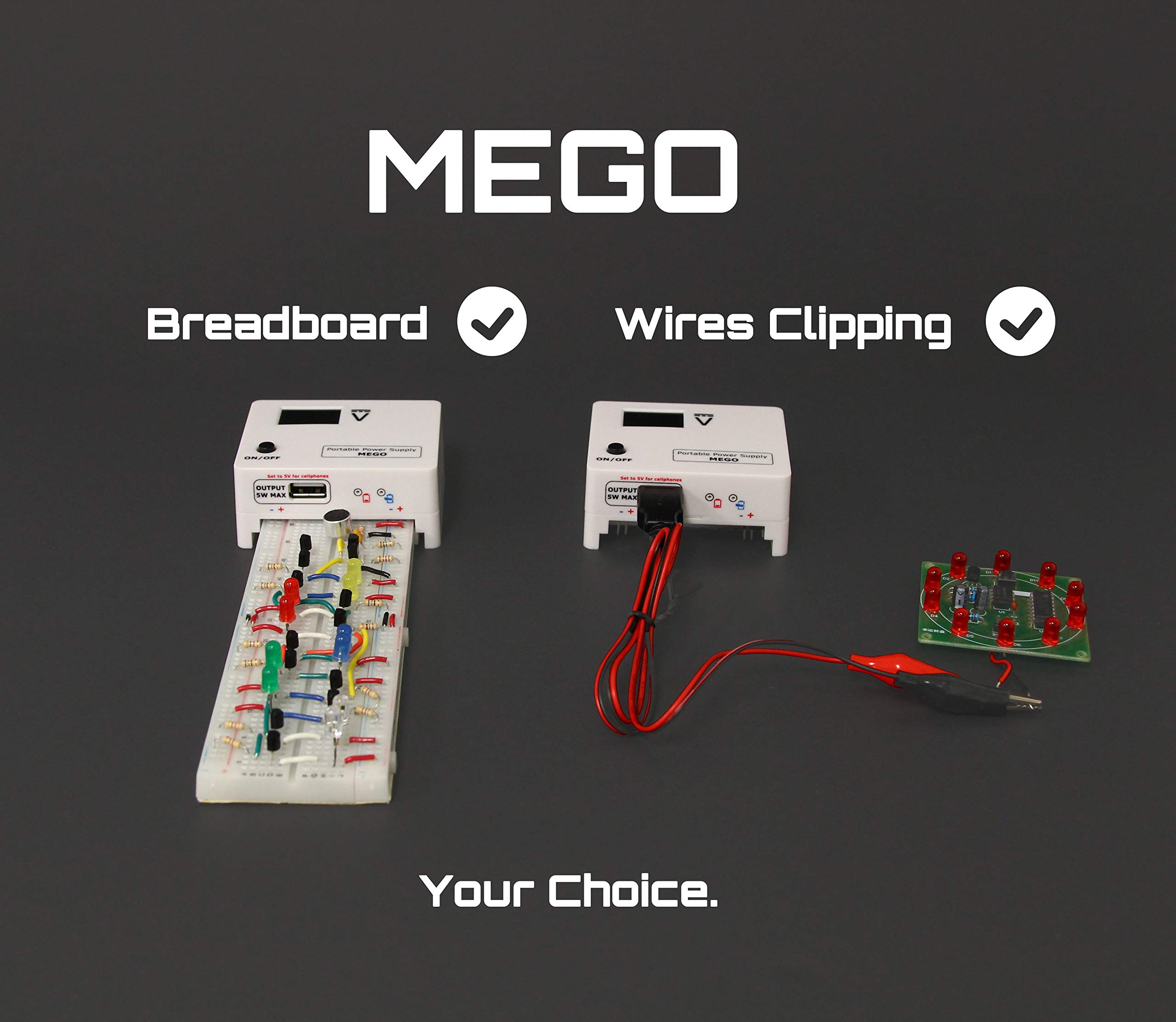 Rechargeable Breadboard Power Supply – 4 to 24V DC Output Power Supply with 2000mAh Rechargeable Battery with USB Charging – Ideal for Labs and Projects in Classroom, Outdoor and Home Schools