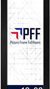 PictureFrameFactory 12”x36” Picture Frame | 1.25" Black MDF | Plexi Glass and Wire Hanging Hardware Included