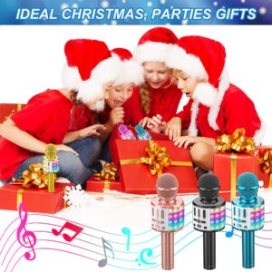 Karaoke Microphone for Kids Adults, Wireless 4 in 1 Handheld Bluetooth Microphone with LED Lights, Portable Smartphone Speaker Boys Girls Singing Toys for Home KTV Outdoor Christmas Birthday Party