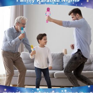 Karaoke Microphone for Kids Adults, Wireless 4 in 1 Handheld Bluetooth Microphone with LED Lights, Portable Smartphone Speaker Boys Girls Singing Toys for Home KTV Outdoor Christmas Birthday Party