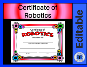 certificate of robotics - gears (pink border)