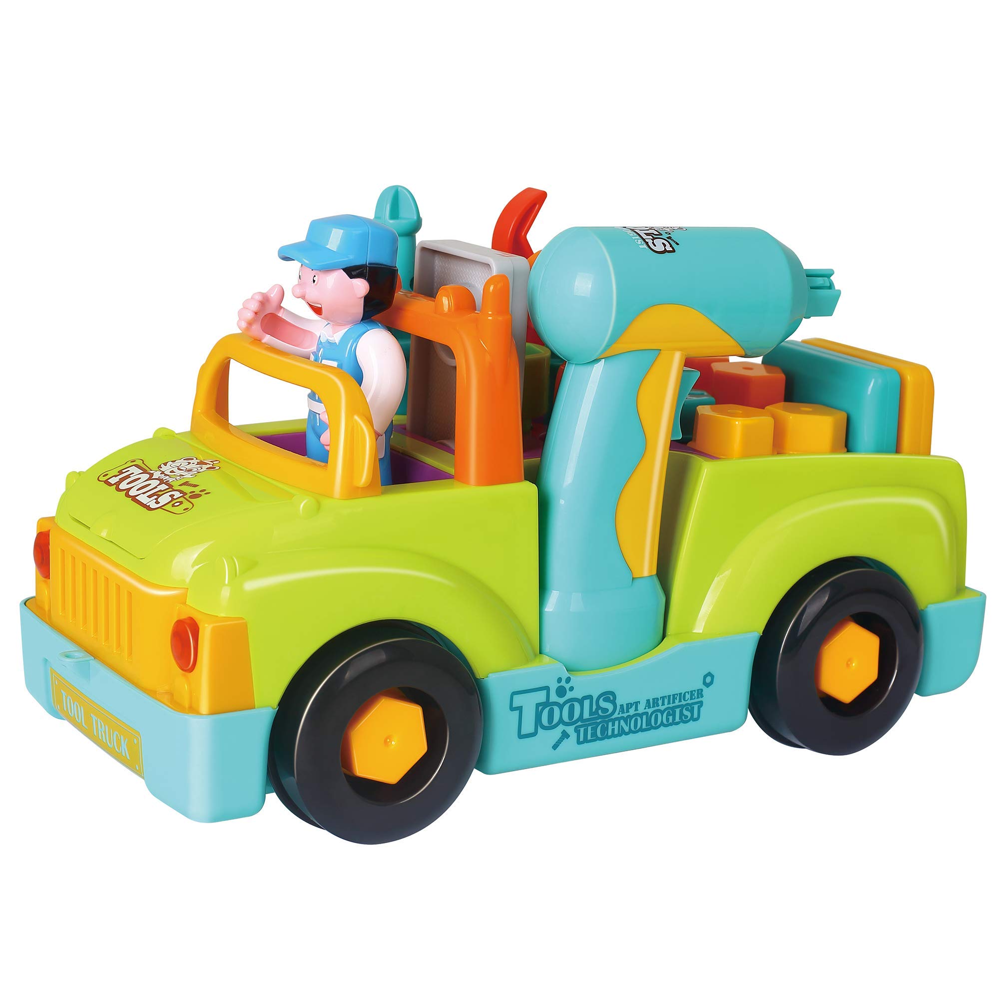 Little Mechanic Take Apart Truck - Stem Toys Construction Tool Truck w/Electric Drill and Power Tools, Lights and Music - Bump and Go Action - Developmental Toys for 36+ Months Year Old Boys Girls