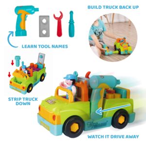 Little Mechanic Take Apart Truck - Stem Toys Construction Tool Truck w/Electric Drill and Power Tools, Lights and Music - Bump and Go Action - Developmental Toys for 36+ Months Year Old Boys Girls