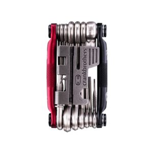 crankbrothers multi tool m 20 bike tool - mtb multi-tool black & red - 20 bicycle tools (20 in 1 tool), ergonomic and lightweight