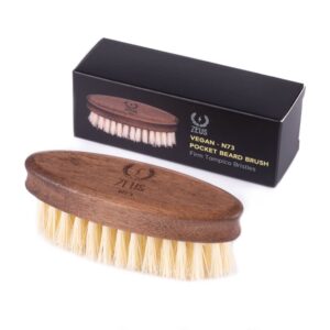 zeus vegan pocket beard brush, natural plant fiber tampico bristles and walnut handle – made in germany (firm) n73