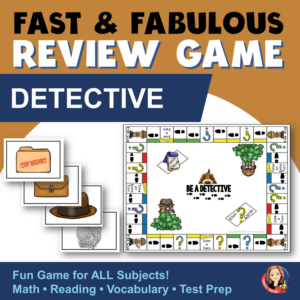 educational review board game for any subject - detective theme