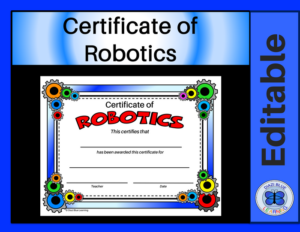 certificate of robotics - gears (blue border)