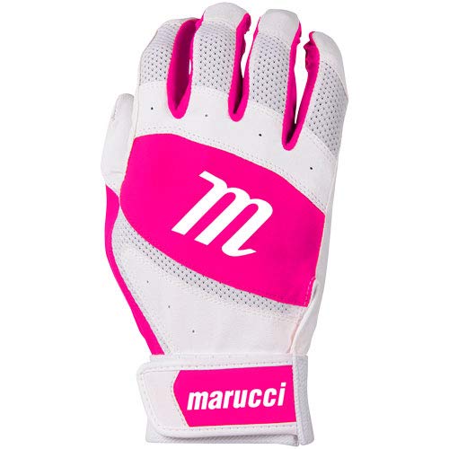 Marucci Badge Tee Ball/Coach Pitch Batting Gloves, White, Youth M/L