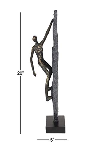 Deco 79 Polystone People Decorative Sculpture Climbing Home Decor Statue, Accent Figurine 6" x 5" x 19", Bronze