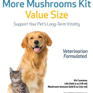 Pet Wellbeing More Mushrooms Kit for Dogs & Cats with Cancer - Value Size - Immune System Support and Antioxidant Protection - Turkey Tail, Reishi, Maitake, Astragalus, Blessed Thistle, Sheep Sorrel