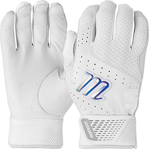 Marucci Crest Baseball/Fastpitch Batting Gloves, White/White, Adult Medium