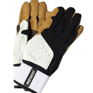 Marucci Blacksmith Full-Wrap Baseball Batting Gloves, White/Black, Adult Large