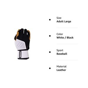 Marucci Blacksmith Full-Wrap Baseball Batting Gloves, White/Black, Adult Large