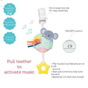 Taf Toys Musical Koala, On-The-Go Pull Down Hanging Music and Lights Infant Toy | Parent and Baby’s Travel Companion, Soothe Baby, Keeps Baby Relaxed While Strolling, for Newborns and Up