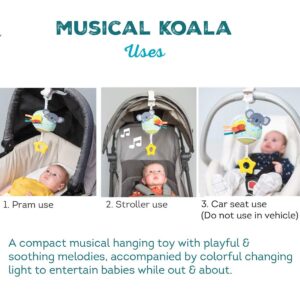 Taf Toys Musical Koala, On-The-Go Pull Down Hanging Music and Lights Infant Toy | Parent and Baby’s Travel Companion, Soothe Baby, Keeps Baby Relaxed While Strolling, for Newborns and Up