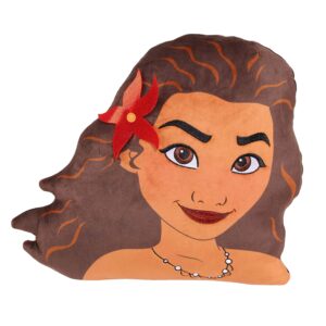 disney princess character head 12.5-inch plush moana, soft pillow buddy toy for kids