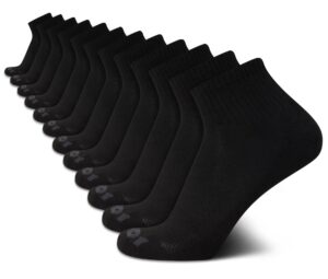 and1 men's socks - athletic cushion quarter cut ankle socks (12 pack), size 6-12.5, black