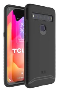 tudia dualshield designed for tcl 10l case t770b, [merge] shockproof military grade tough dual layer hard pc soft tpu slim protective case - matte black