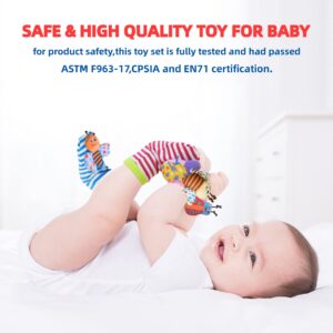 JOYLEX Soft Baby Wrist Rattle Foot Finder Socks Set,Cotton and Plush Stuffed Infant Toys,Birthday Holiday Birth Present for Newborn Boy Girl 0/3/4/6/7/8/9/12/18 Months Kids Toddler,8pcs