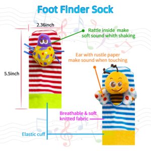 JOYLEX Soft Baby Wrist Rattle Foot Finder Socks Set,Cotton and Plush Stuffed Infant Toys,Birthday Holiday Birth Present for Newborn Boy Girl 0/3/4/6/7/8/9/12/18 Months Kids Toddler,8pcs