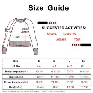 icyzone Cropped Crewneck Sweatshirt for Women, Casual Long Sleeve Pullover Tops for Spring Fall Winter (Medium, Black)