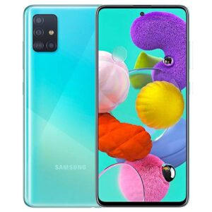 samsung galaxy a51 (128gb, 4gb) 6.5", 48mp quad camera, dual sim gsm unlocked a515f/ds- global 4g lte international model - prism crush blue (renewed)