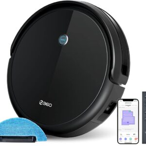 + 360 C50 Robot Vacuum and Mop, 2600 Pa, Zigzag Cleaning, Scheduled Cleaning, Edge, Spot, Deep Cleaning, Compatible with Alexa and Google Assistant, Black