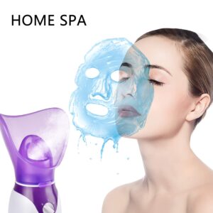 Facial Steamer for Face, Face Steamer for Facial Deep Cleaning, Nano Ionic Facial Steamer for Unclogs Pores, Hydrating (Purple, Include Blackhead Remover Kit, Brush, Headband)