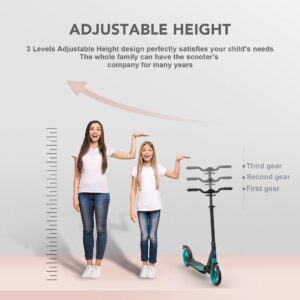 6KU Kick Scooter for Kids Ages 8-12 with Suspension System, Adjustable Height, Quick-Folding Design, and Shoulder Strap - Safe and Smooth Ride for Big Kids Ages 6-12