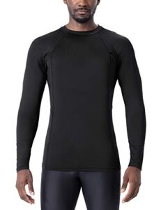 naviskin men's long sleeve rash guard swim shirts compression rashguard sun shirts upf 50+ baselayer sun shirts black size xxl