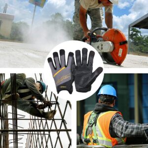 HANDLANDY Mens Work Gloves Cut Resistant Level 3 Mechanics Gloves, Tear & Abrasion Resistant Safety Gloves for Work (Large)