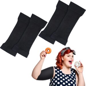 satinior 2 pairs arm shapers for plus size women, upper arm sleeves wraps slim arm compression sleeve for arms (black)