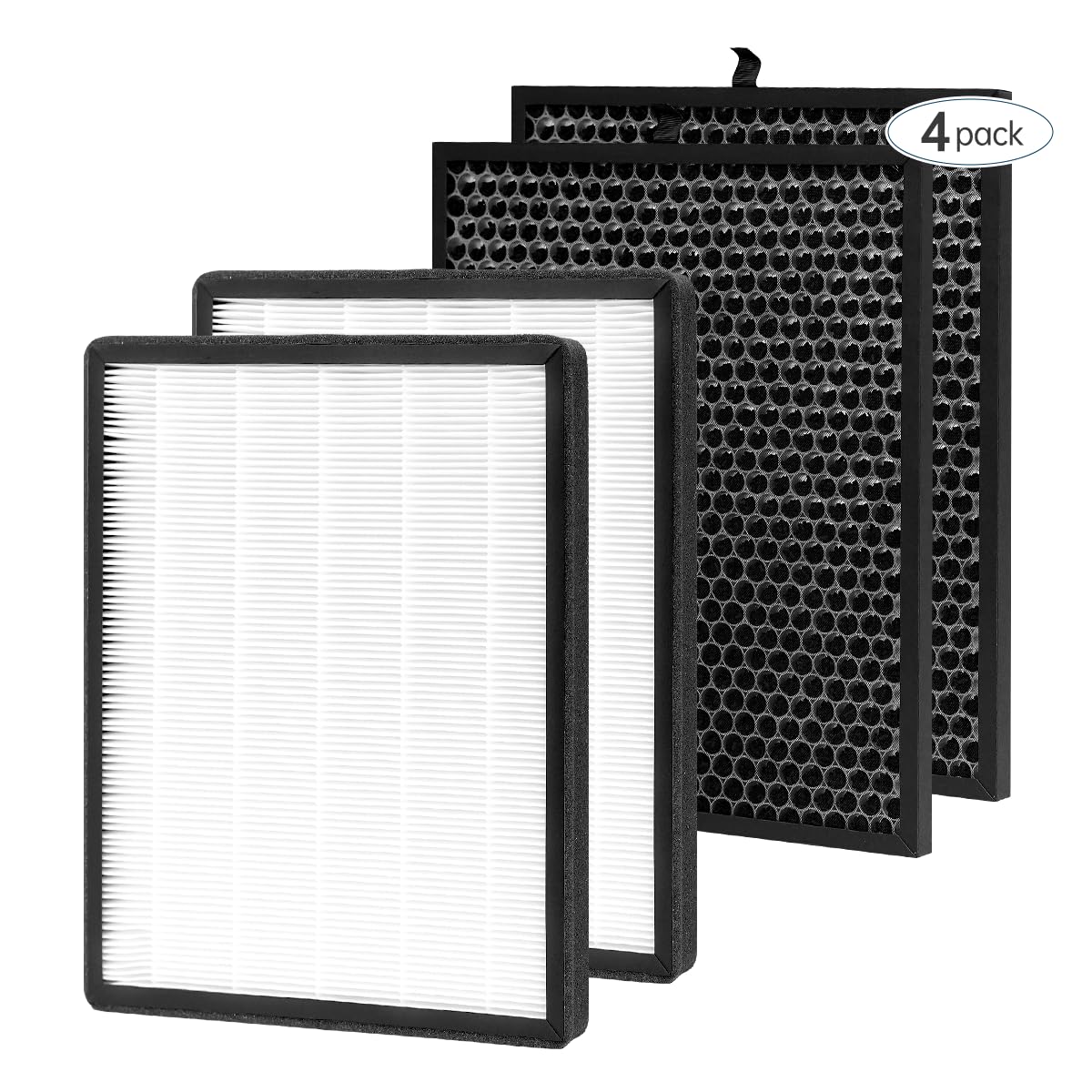 LV-PUR131 HEPA Replacement Filters Compatible LEVOIT LV-PUR131S LV-PUR131-RF Smart Wi-Fi Air Machine,2 H13 True HEPA Filters & 2 Activated Carbon PreFilters