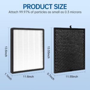 LV-PUR131 HEPA Replacement Filters Compatible LEVOIT LV-PUR131S LV-PUR131-RF Smart Wi-Fi Air Machine,2 H13 True HEPA Filters & 2 Activated Carbon PreFilters